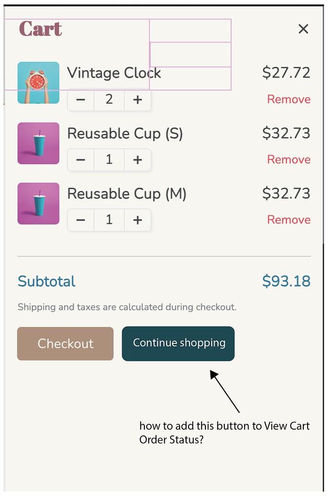 How to add Continue shopping button to View Cart Order Status? - Reflow - Bootstrap Studio Forum