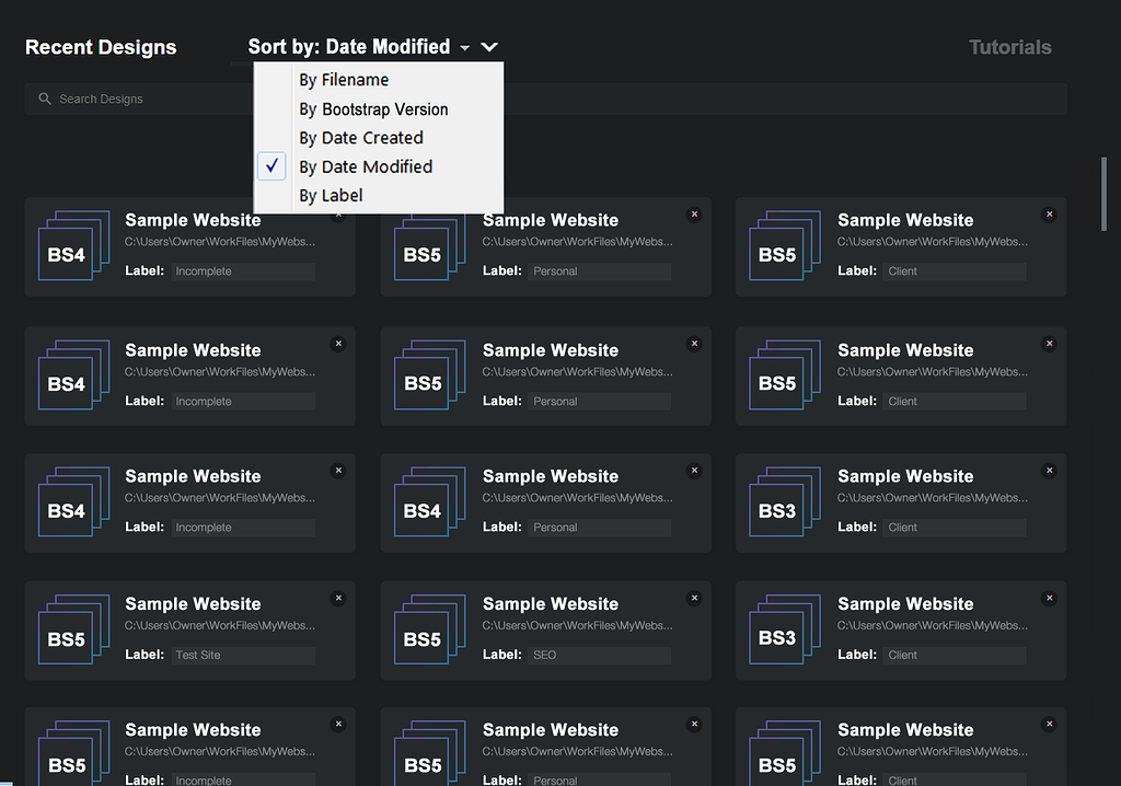 A more useful/informative idea for Recent Designs - Ideas - Bootstrap Studio Forum