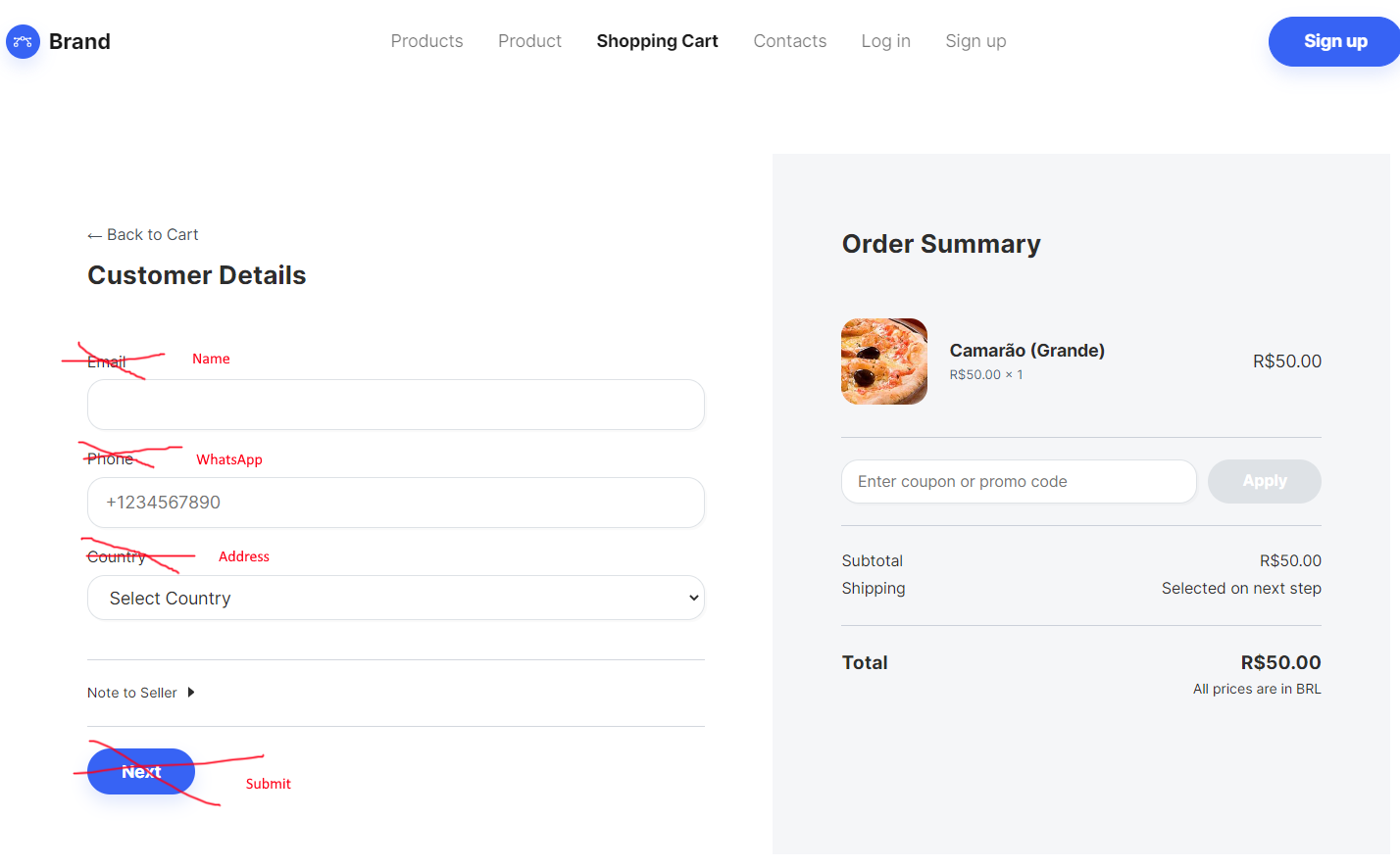 I need to learn how to create a shopping cart to send orders via ...